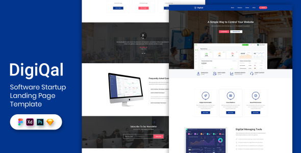 Download Software Startup Landing Page Template UI Elements - UI ...