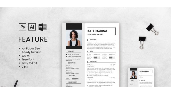Download Cv Resume Kate Marina Resume Template - Резюме на тему графика