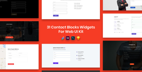 Download 31 Contact Blocks Widgets for Web UI Kit - UI элементы на тему графика