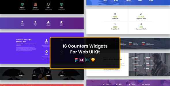 Download 16 Counters Widgets for Web UI Kit - UI элементы на тему графика