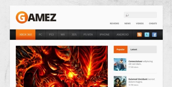 Шаблон сайта игрового портала - Game Portal - HTML5 продаваемый шаблон