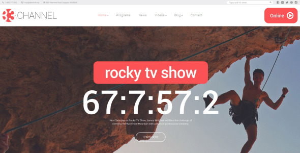 Шаблон сайта канала - TV Channel - HTML5 функциональный шаблон