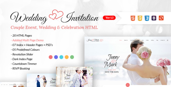 Шаблон веб-сайта couple event & celebration - Wedding Invitation ...