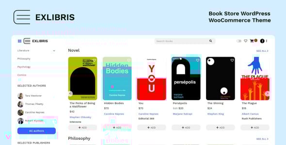 Тема книжного магазина Woocommerce Exlibris Woocommerce шаблон онлайн магазина Wordpress