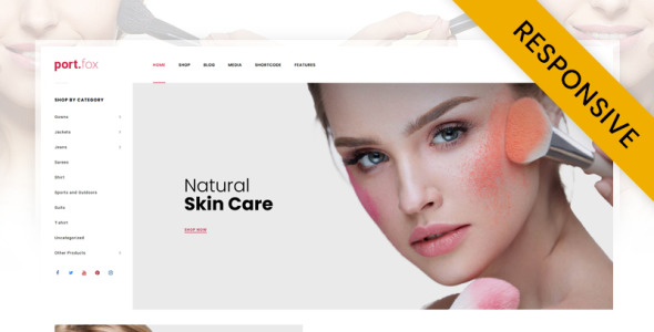 Тема косметического магазина Woocommerce Portfox Woocommerce шаблон для интернет магазина на