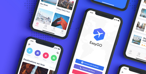 Download EasyGo - Travel App UI Kit - UI элементы на тему графика