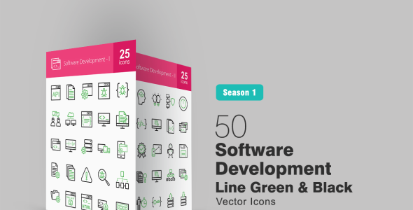 Download 50 Software Development Line Green & Black Icon Set - Набор ...