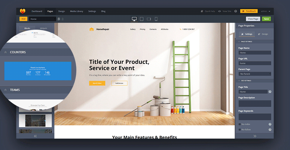 Home Repairs Responsive Landing Page Template #59248