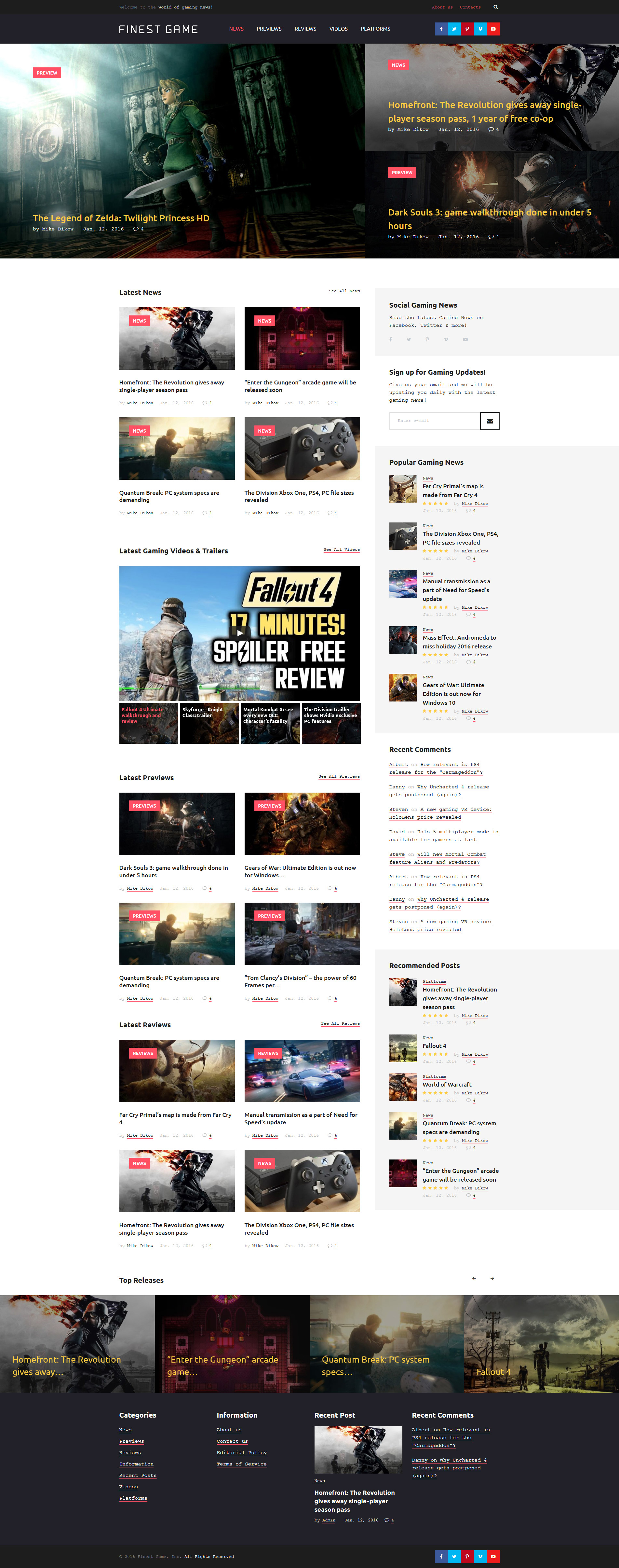 Games Website Template
