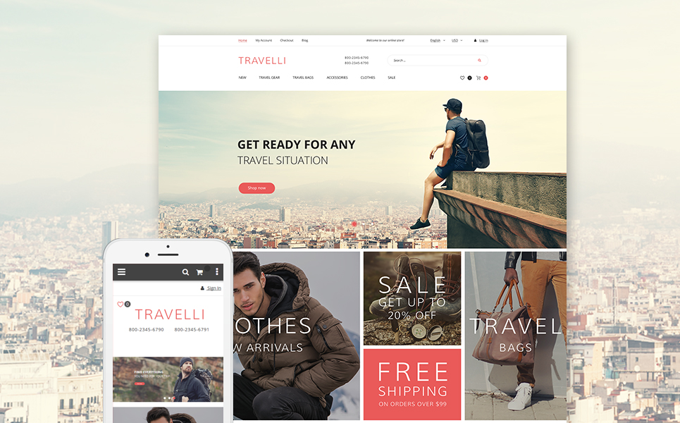 Travelli - Travel Accessories Magento Theme #62079