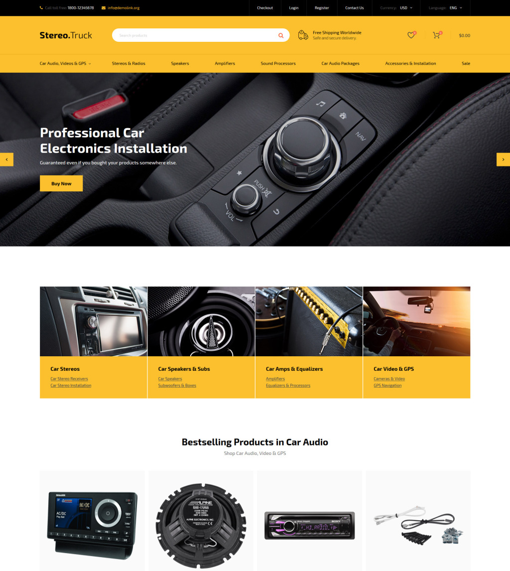 Car Audio Store OpenCart Template