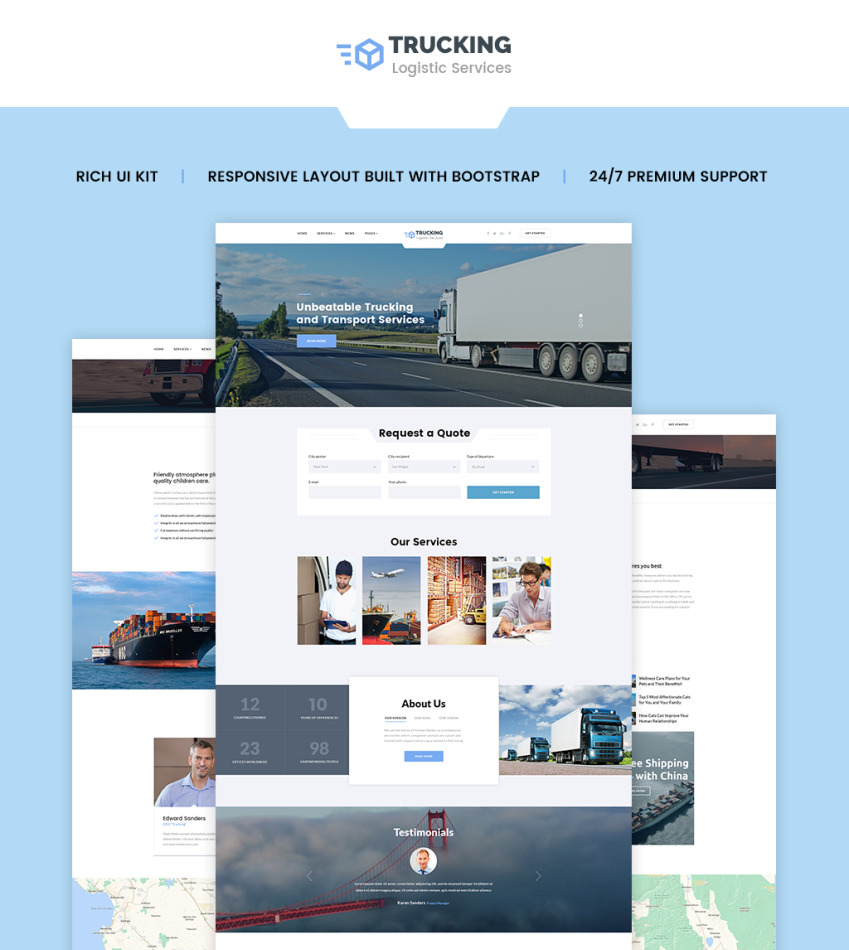 Logistics & Transportation Services Website HTML Template
