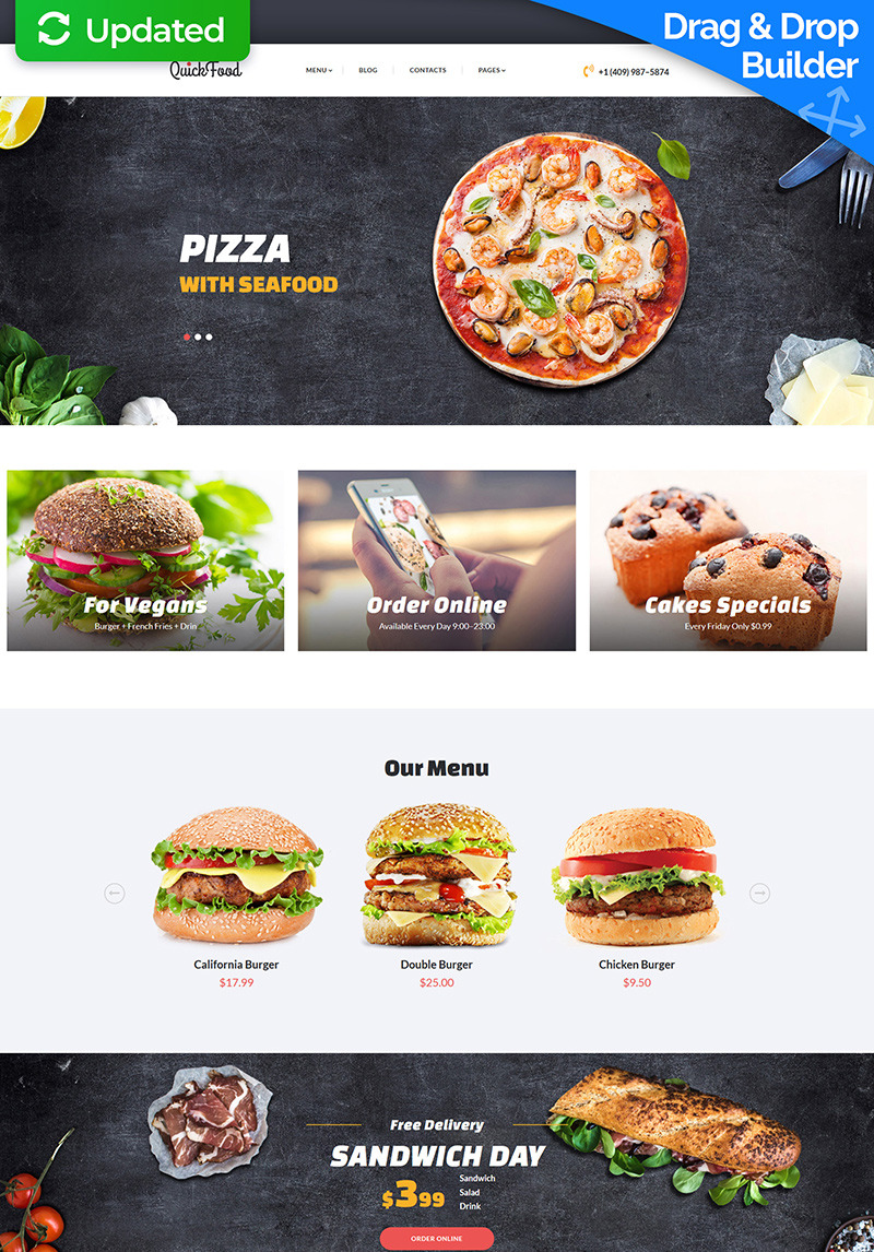 Fast Food Restaurant Responsive Moto CMS 3 Template #63701