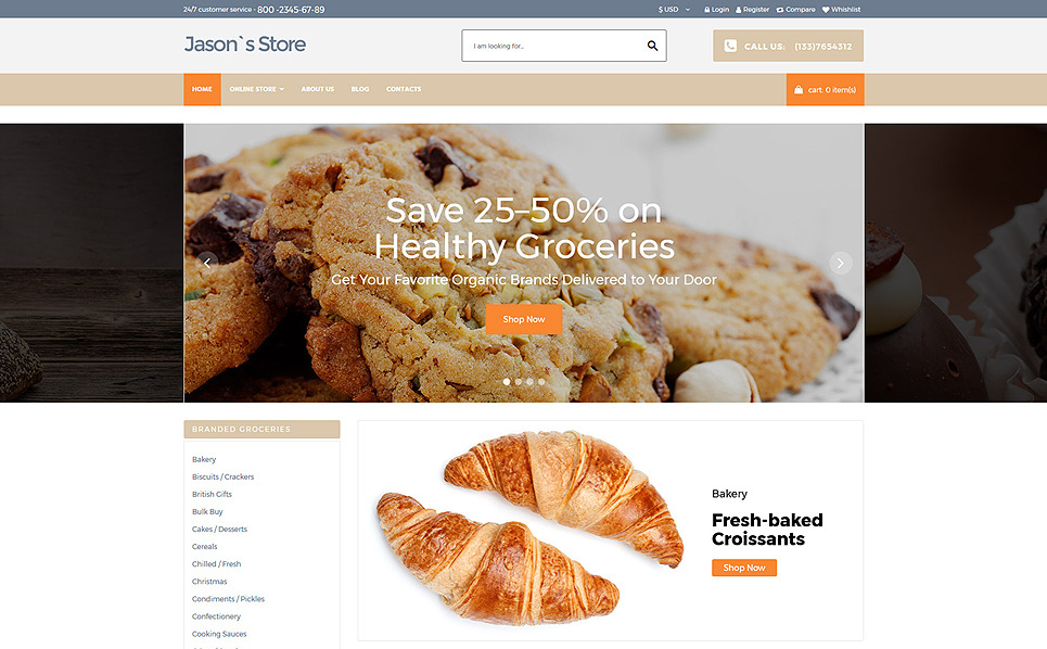 Grocery Store Responsive VirtueMart Template #64033