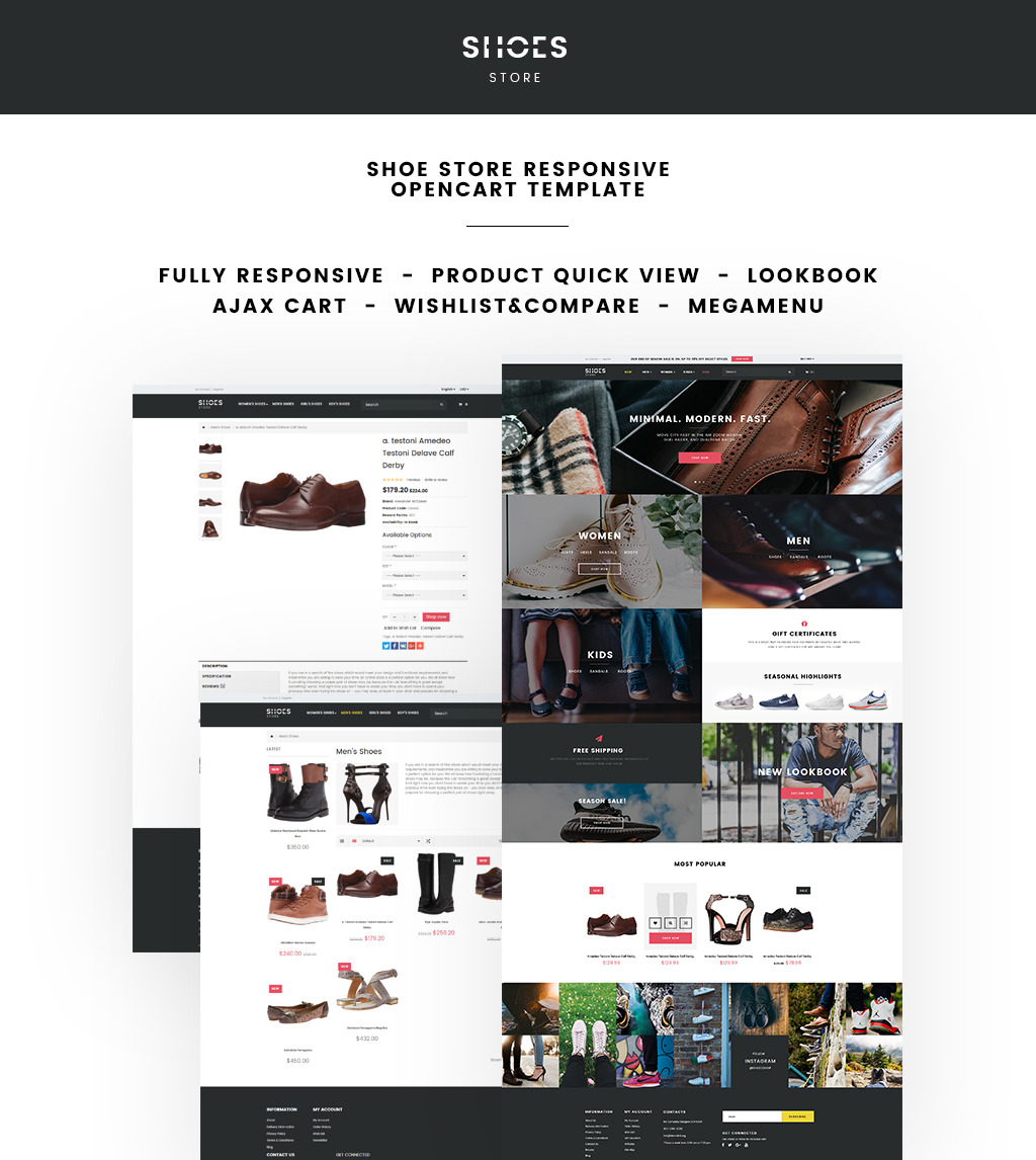Shoe Store Responsive OpenCart Template #64640
