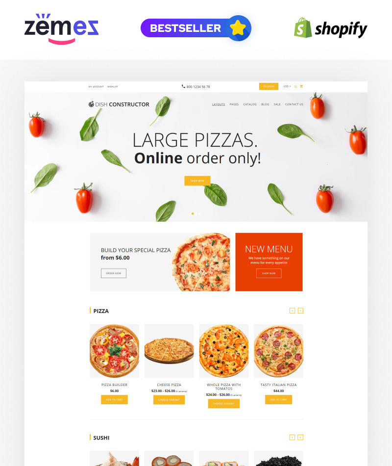 Food Delivery Responsive Shopify Theme #64928