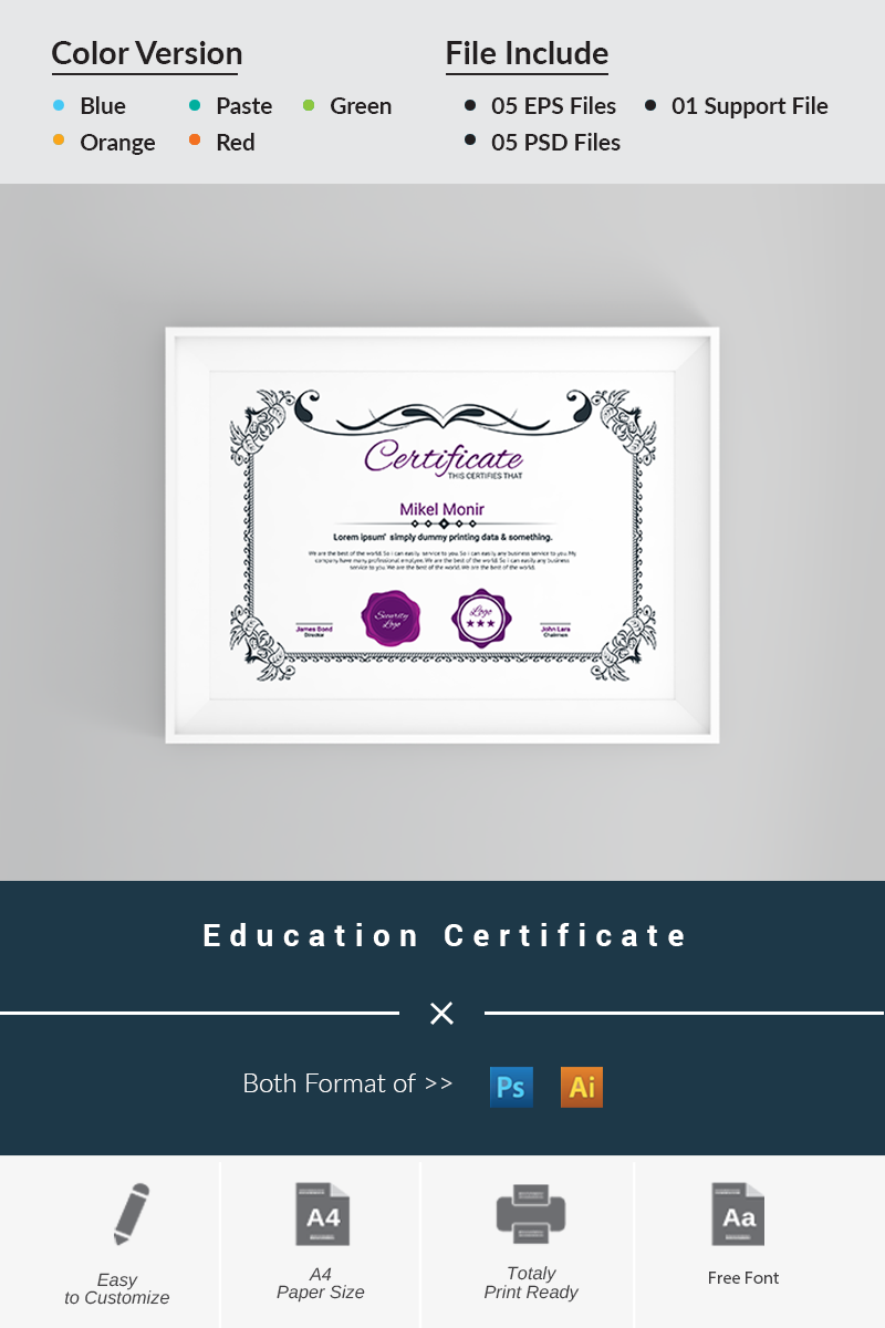 Education Certificate Template #66253