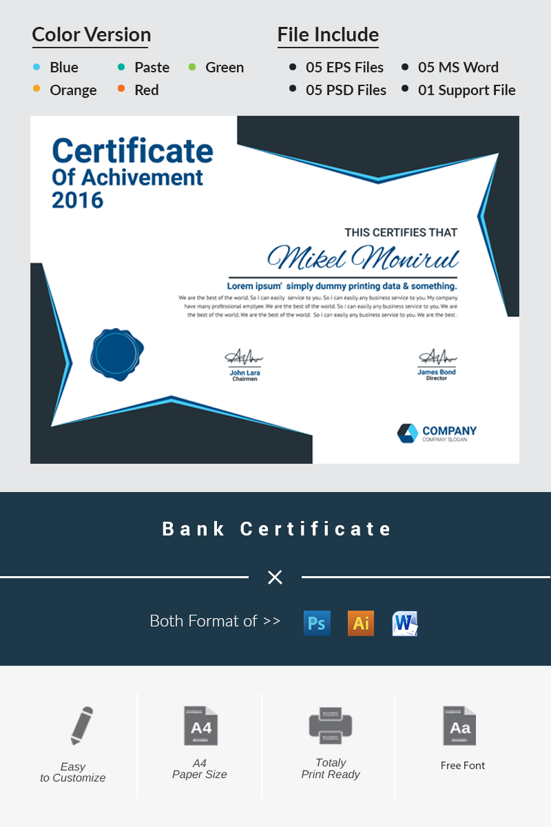 Bank Certificate Template #66487
