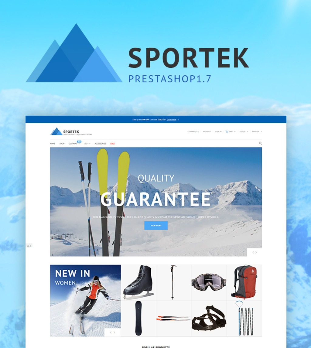 Sportek - Winter Sports Equipment Store PrestaShop Theme #66844