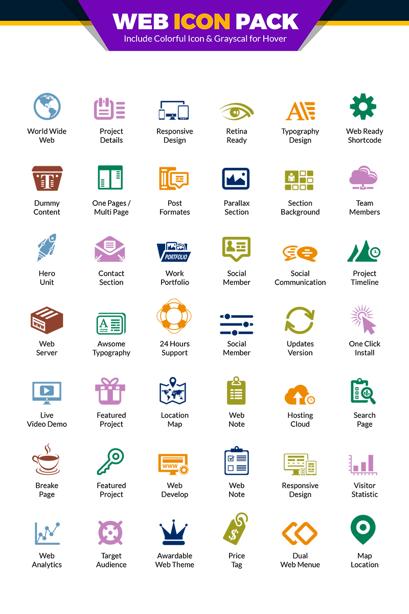 Plantilla de Conjunto de Iconos #66979 para Sitio de Gráficos