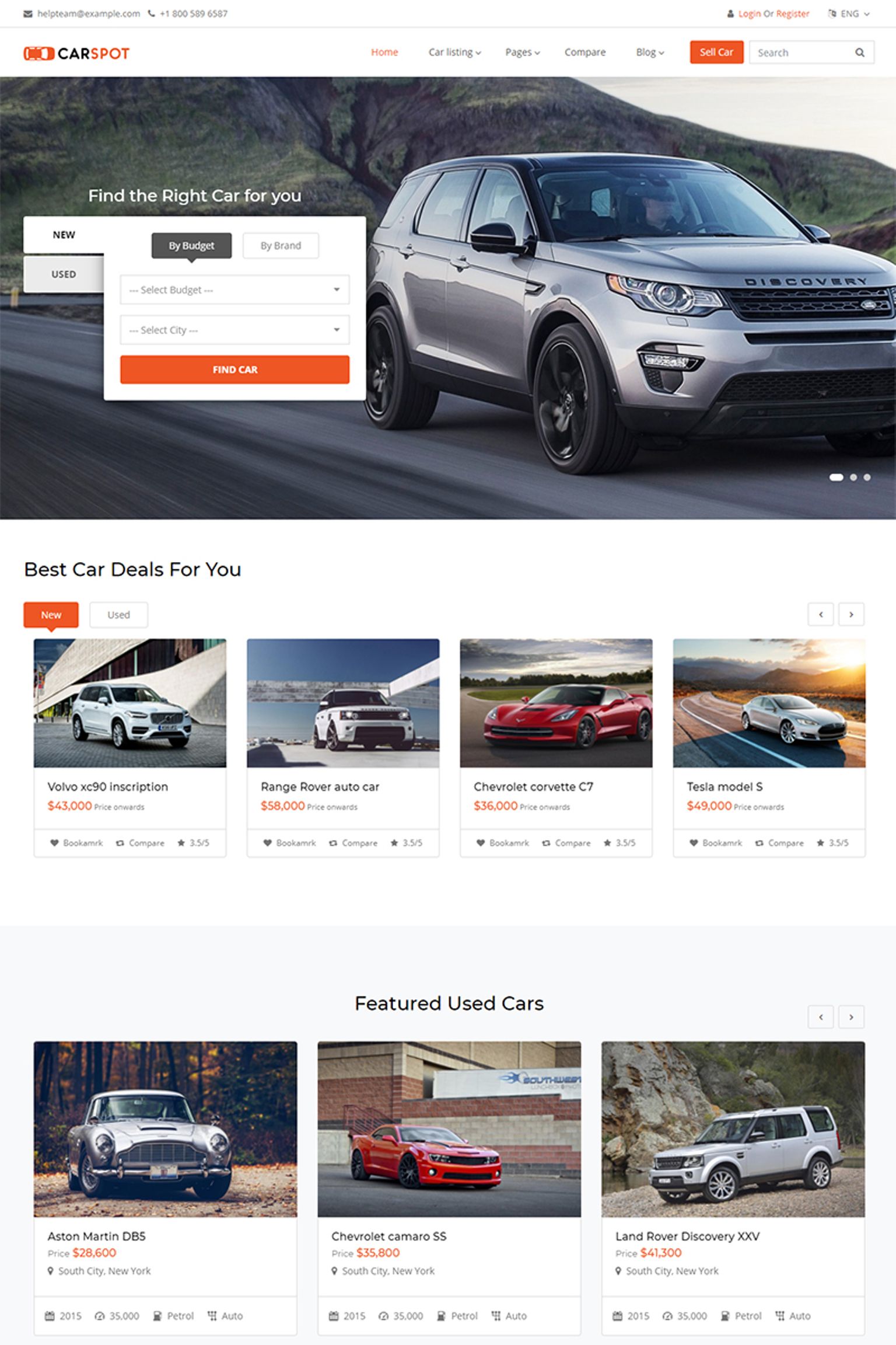 Carspot Automotive Car Dealer Website Template 67386