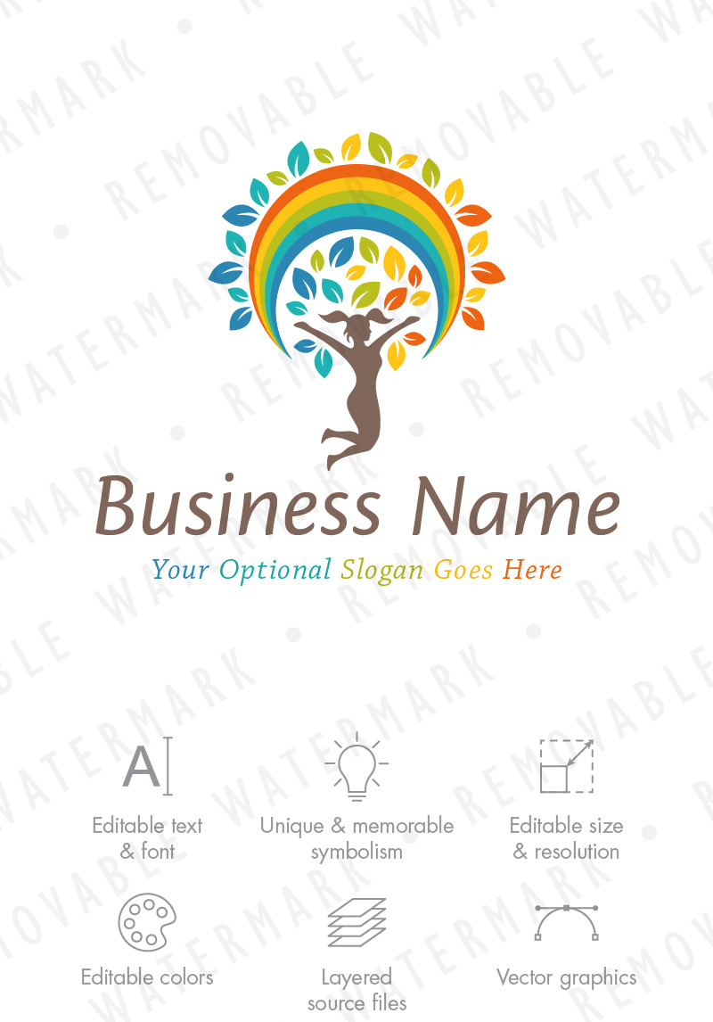 Rainbow Tree of Joy - Logo Template #67352