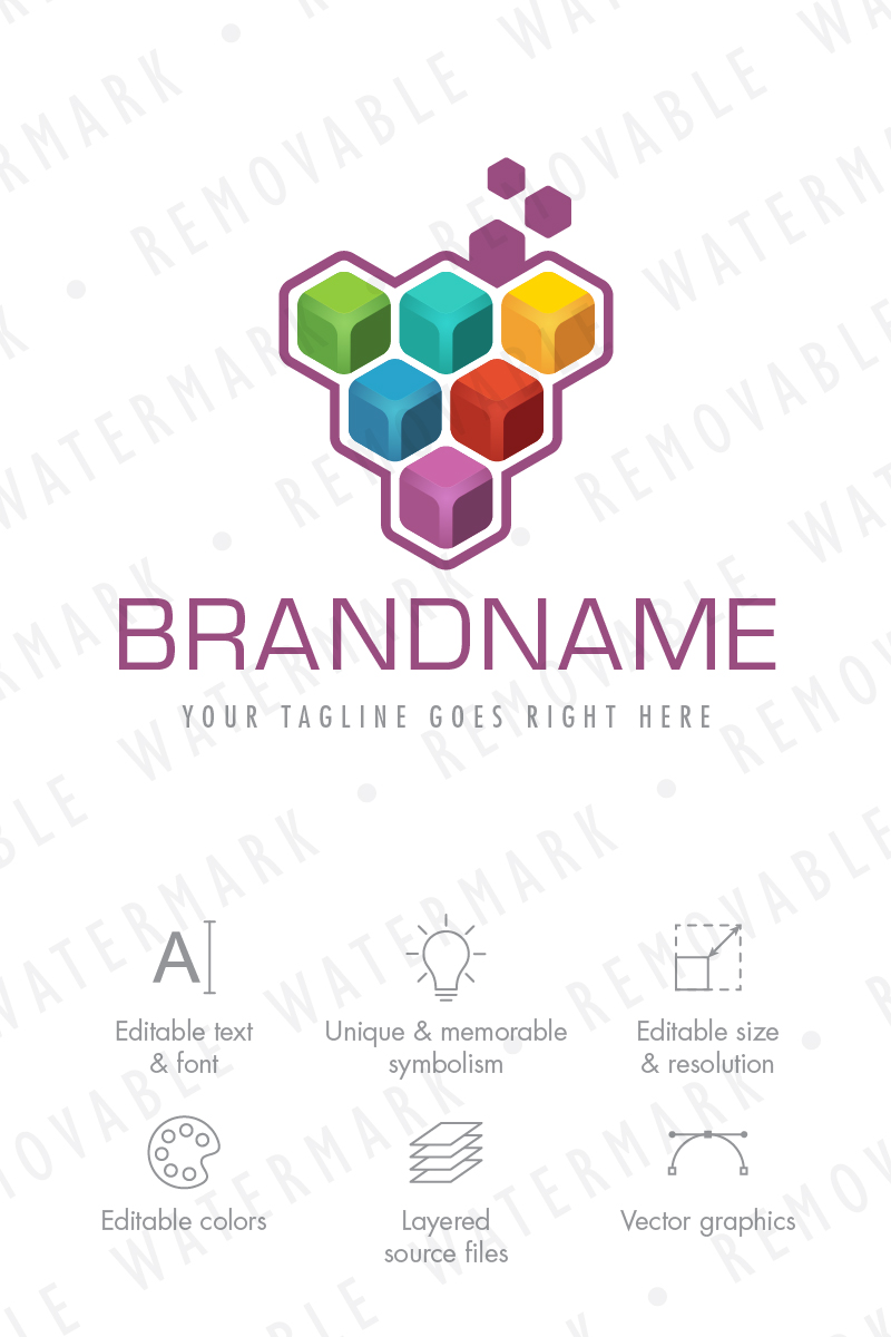 Cube Grape Cluster Logo Template #67779