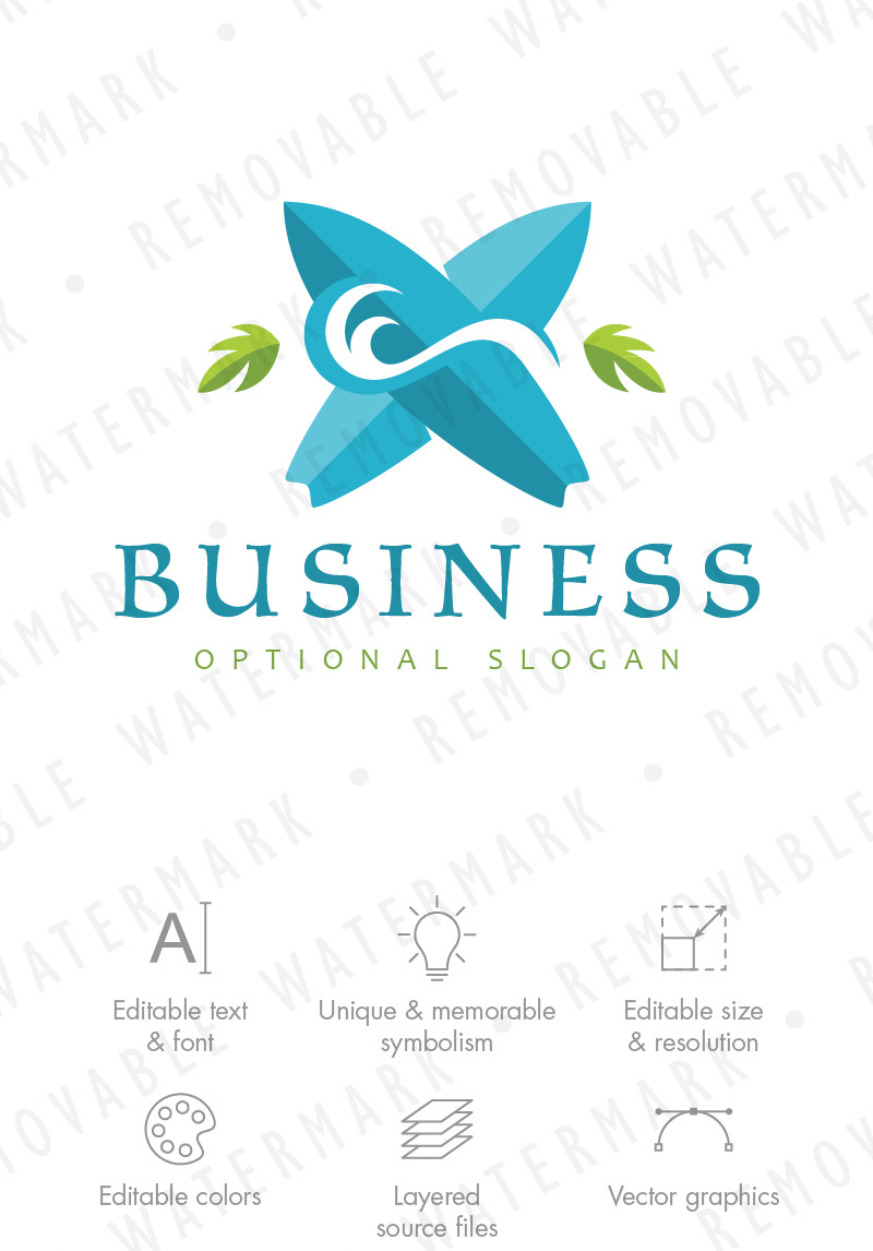 Tidal Wave Surfing Logo Template #68628