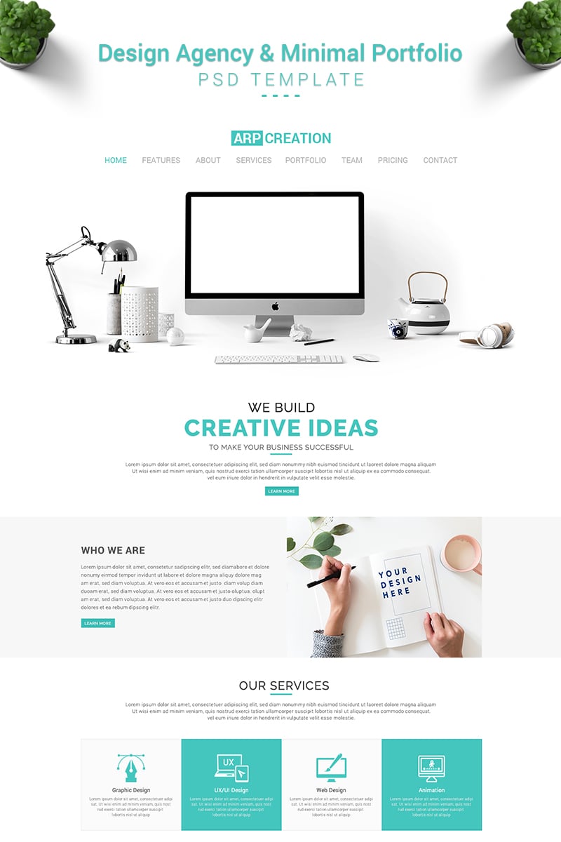 ARP Creation - Design Agency & Minimal Portfolio PSD Template #70052