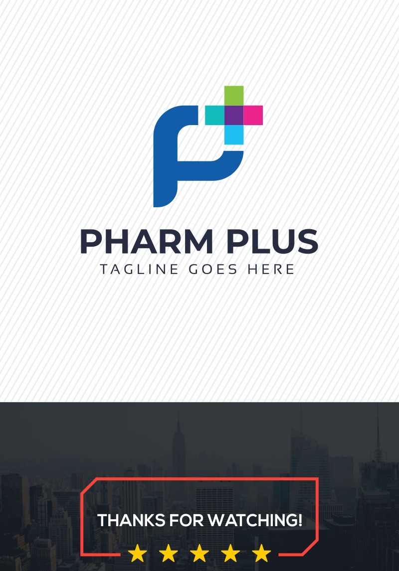 Pharm Plus P Letter Logo Template #70752