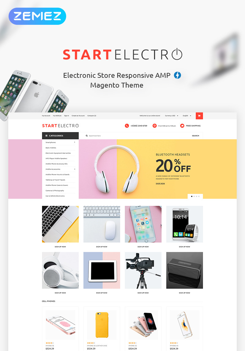 StartElectro - Electronics Store Magento Theme #70832
