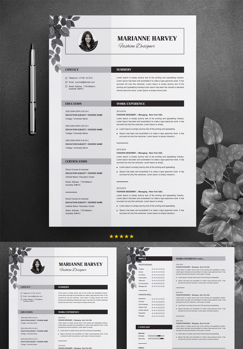 Floral CV / Resume Template #70971
