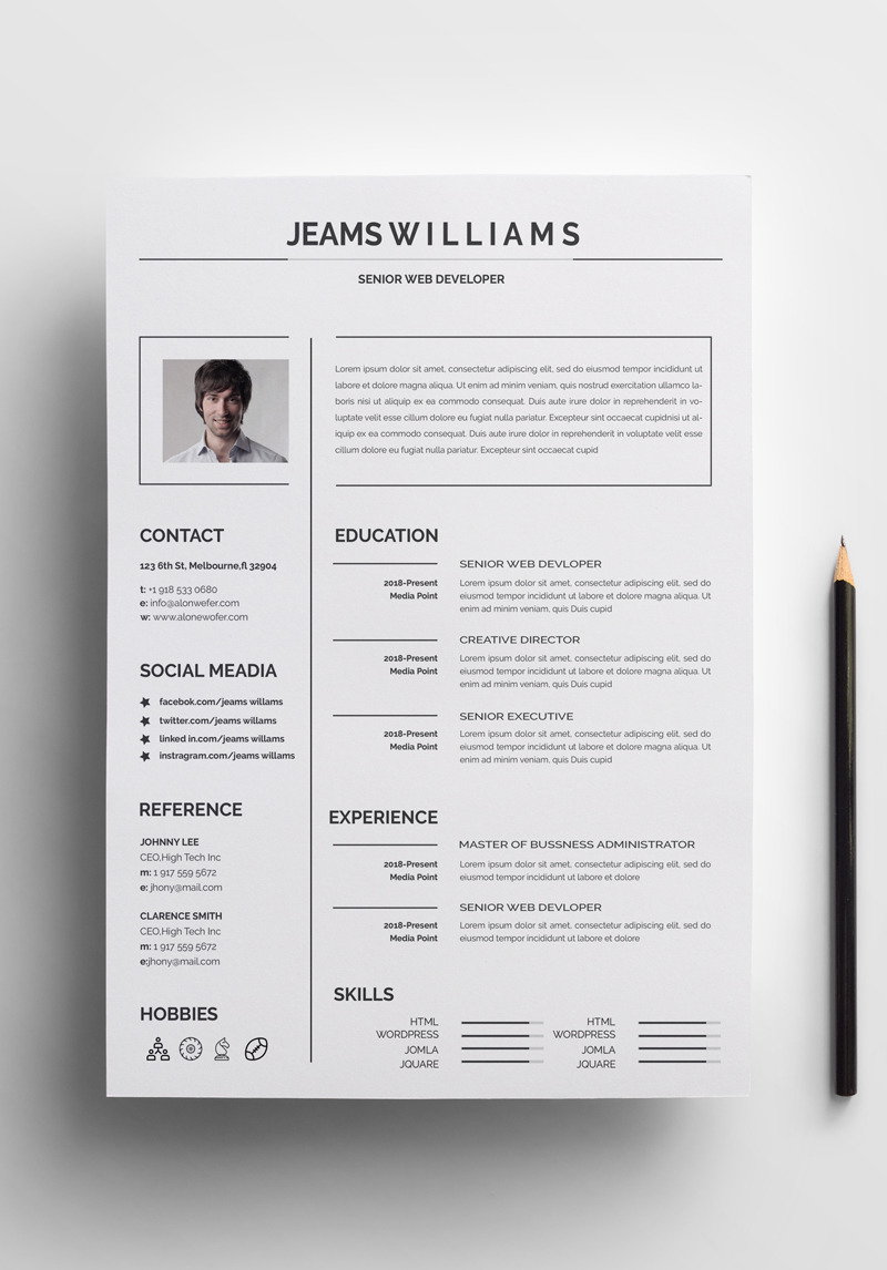 Jeams Creative and Clean Resume Template #71146