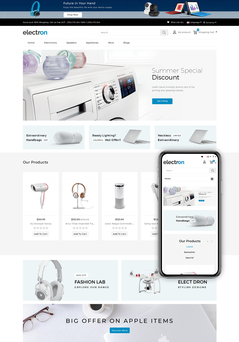Electron Store OpenCart Template #71320