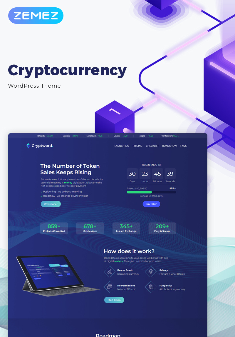 Cryptword - Cryptocurrency Elementor WordPress Theme #71439