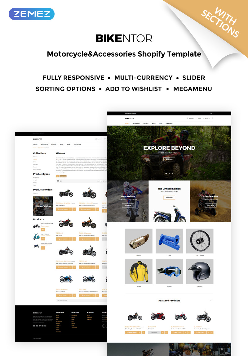 Bikentor - Extreme Motorcycle Online Store Shopify Theme #71788