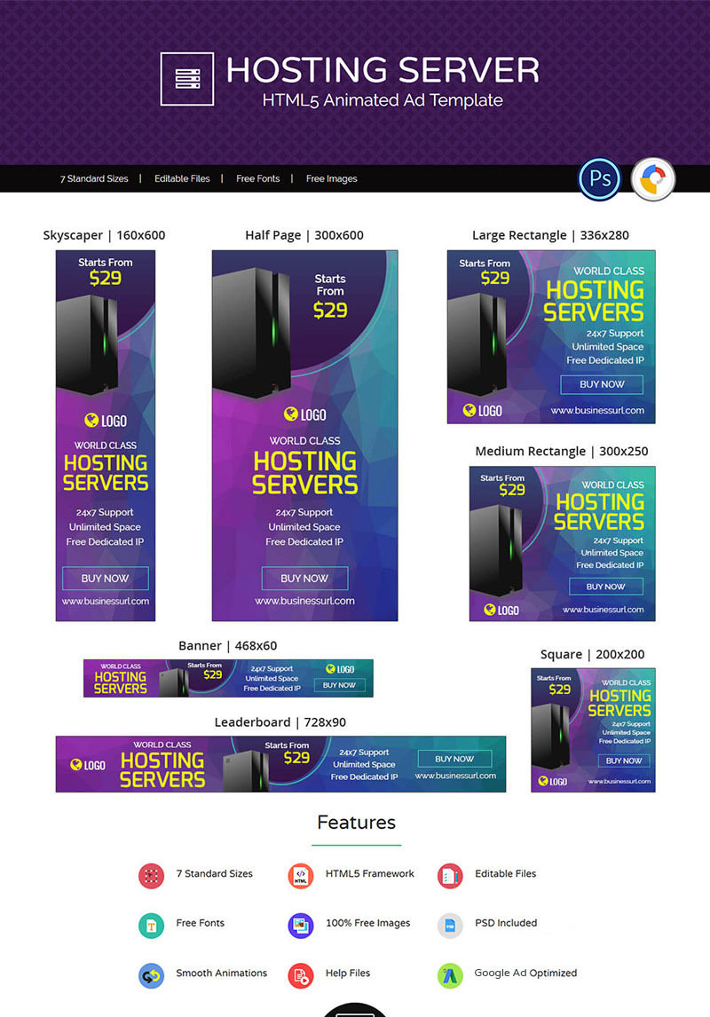 Professional Services | Hosting Server Ad Animated Banner #71824