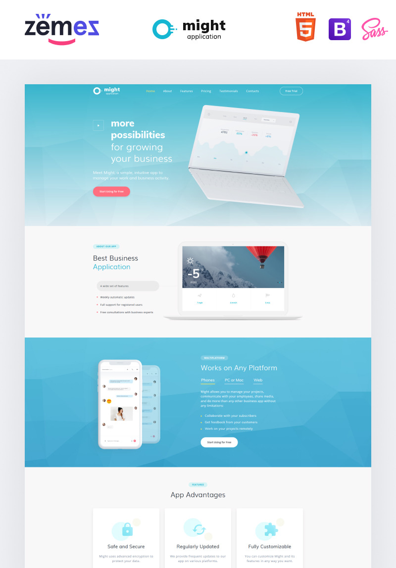 Application Landing Page HTML Template