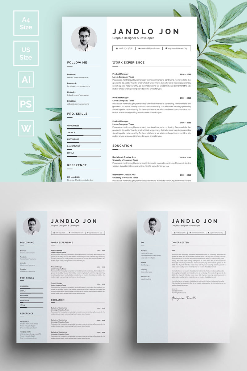 Jandlo Jon Modern Clean Resume Template 73414