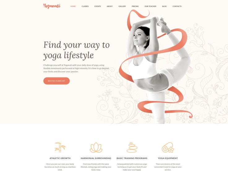 Yoga Website Design - Yoganati | TemplateMonster