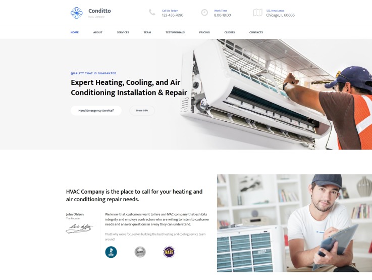 Hvac Website Design - Conditto | TemplateMonster