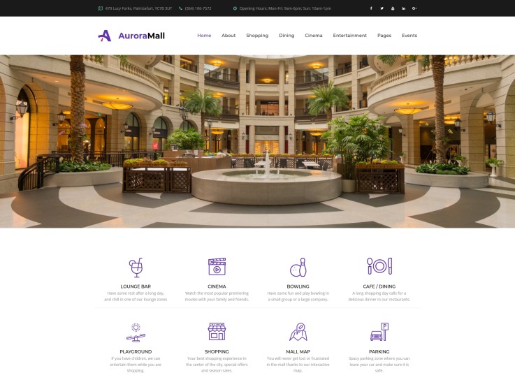 Shopping Mall Website Design - AuroraMall | TemplateMonster