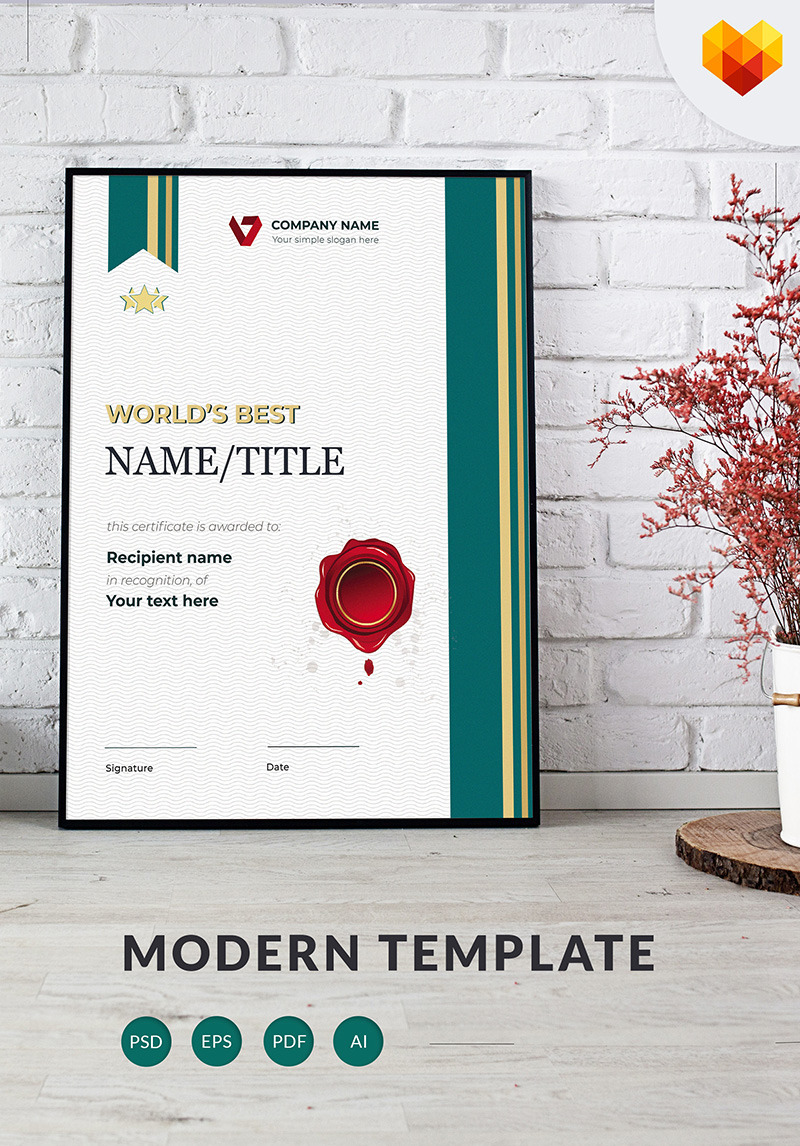 World's Best Certificate Template #73999