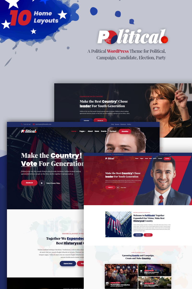 Temas para Candidato políticos WordPress | TemplateMonster