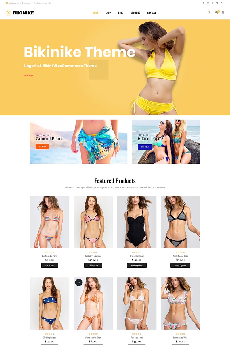 Тема Woocommerce Lingerie And Bikini Bikinike Woocommerce шаблон онлайн магазина Wordpress