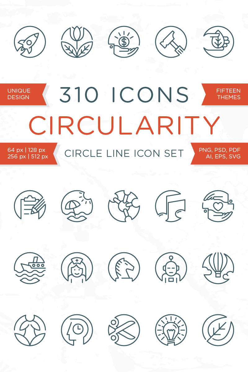 Circularity - Circle Line Icons Iconset Template #74614