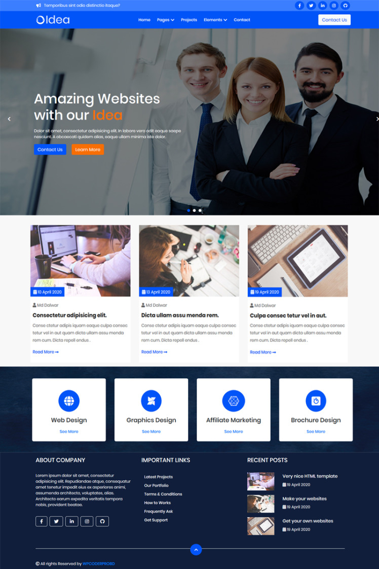 Idea - Multipurpose Bootstrap Responsive HTML Website Template #100564