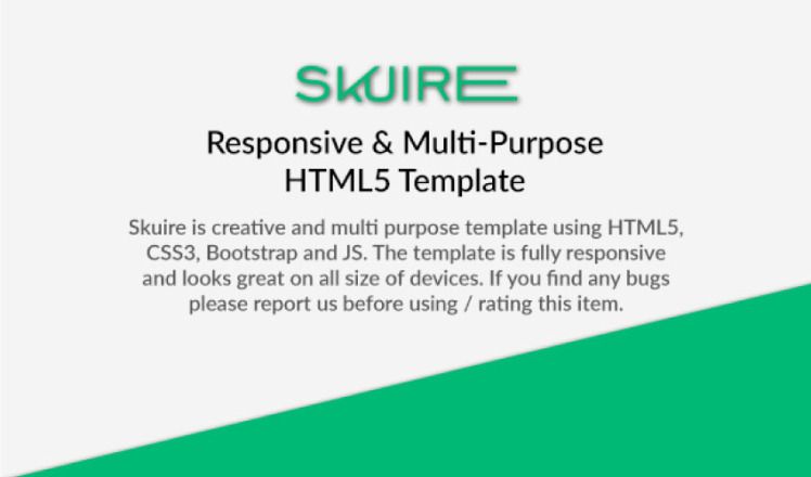 Skuire - Responsive & Multi-Purpose HTML5 Website Template #101470