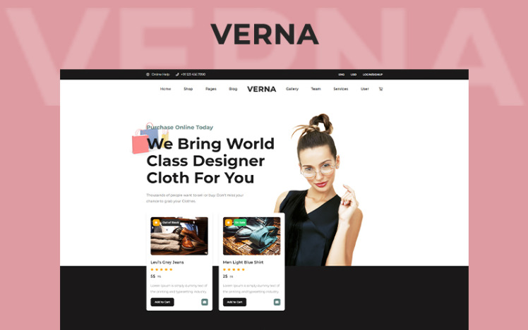 Verna - Cloth Shop Website Template #126720