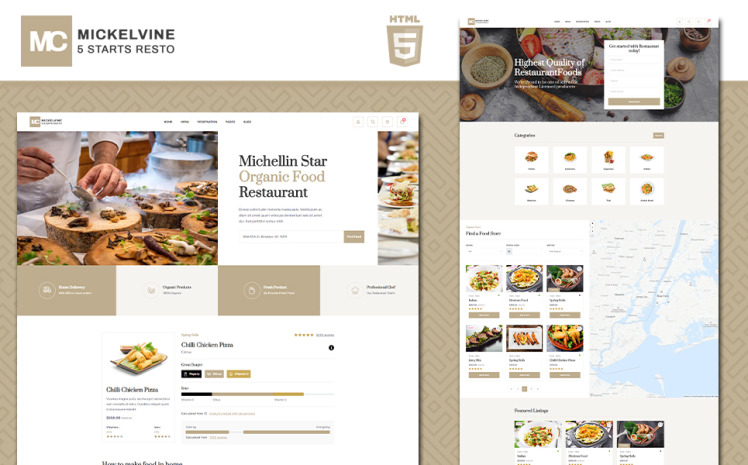 Mickelvine - Menu Website Template #136119